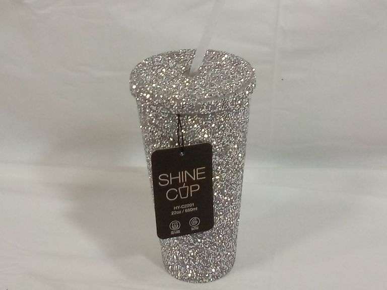 Shine Cup, Crystal Double Wall Studded Tumbler With Straw HY-C2201, 22 ...