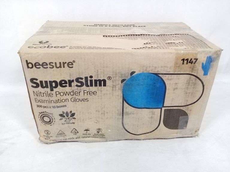 Beesure SuperSlim, Nitrile Disposable Exam Gloves 1147, Medium, 3000 ...