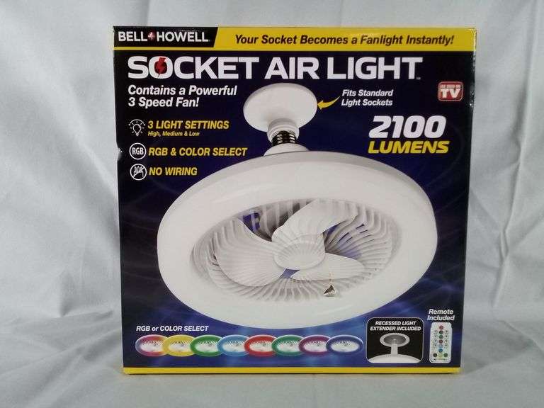 Bell + Howell Socket Air Wireless Ceiling Fan Light with Remote Control ...