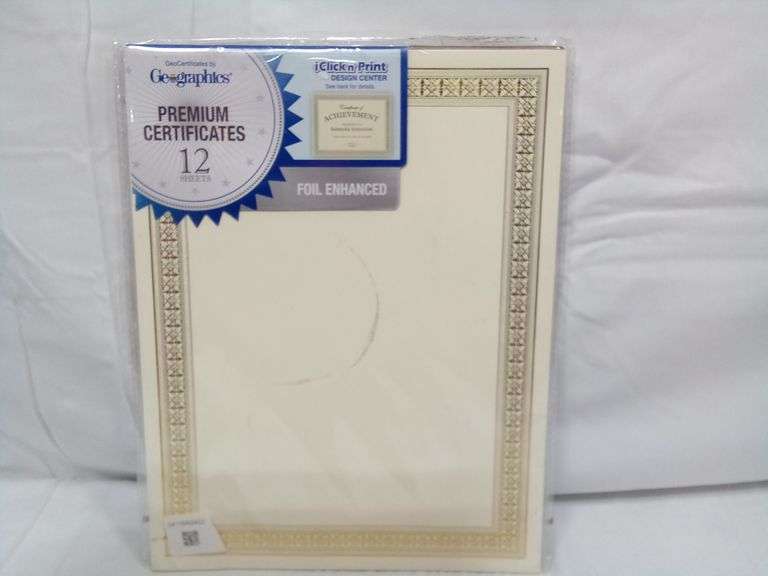 Lot Of 2 i Click N' Print, Geographics Premium Blank Award Certificates ...