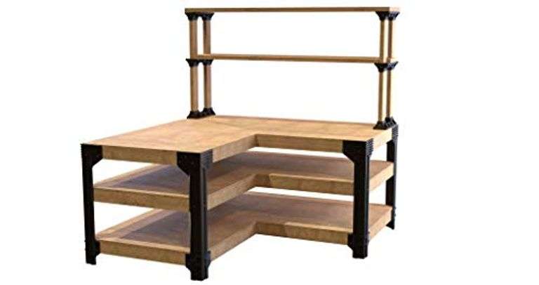 Hopkins 2X4 Basics L-Shaped Garage Work Bench Set with 16" Shelf Links ...