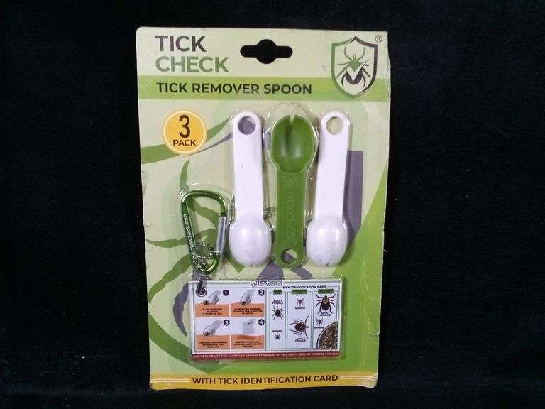 Tick Check Tick Remover Spoon w/Tick Identification Card & Carabiner ...