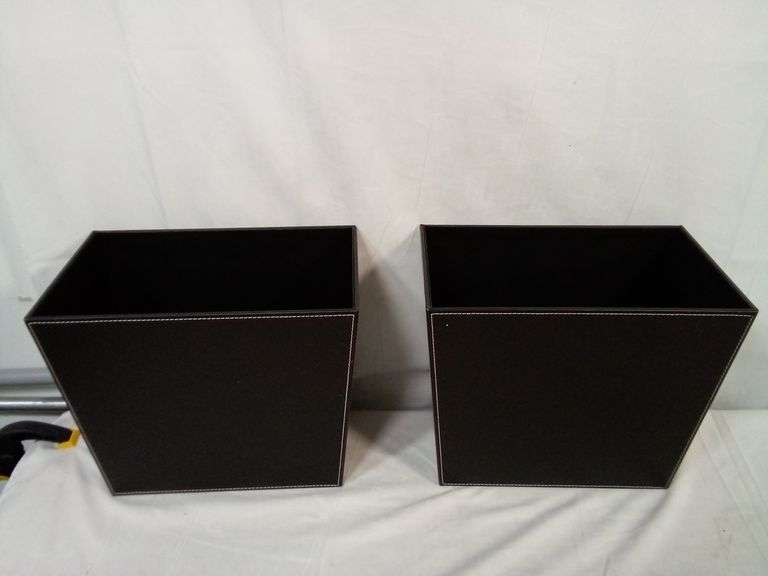 Lot of 2 Black Leather Storage Bin without Lid - Dutch Goat