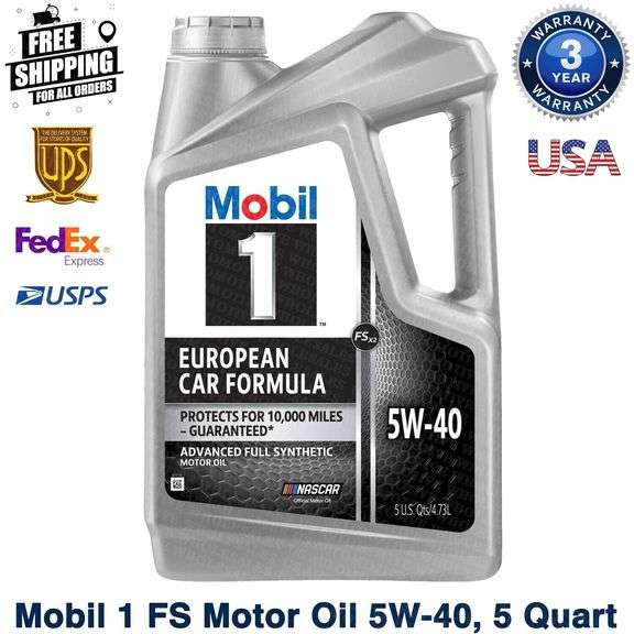 Mobil 1, FS European Car Formula Full Synthetic Motor Oil 5W-40, 5 Quart - Dutch Goat
