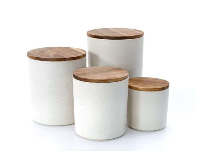 Member's Mark Ceramic Canisters with Wooden Lids Set – 4 Piece - Dutch Goat