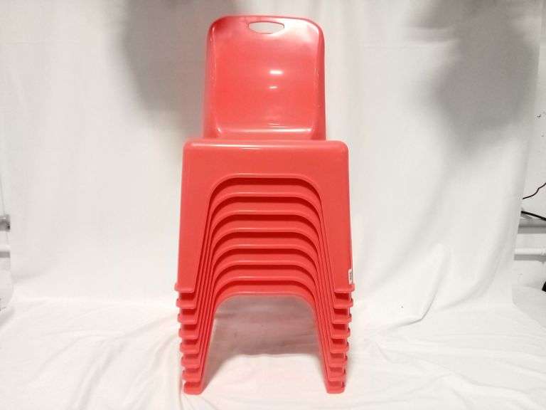 Lot Of 8 Flash Furniture, Plastic School Chair, Red - Dutch Goat