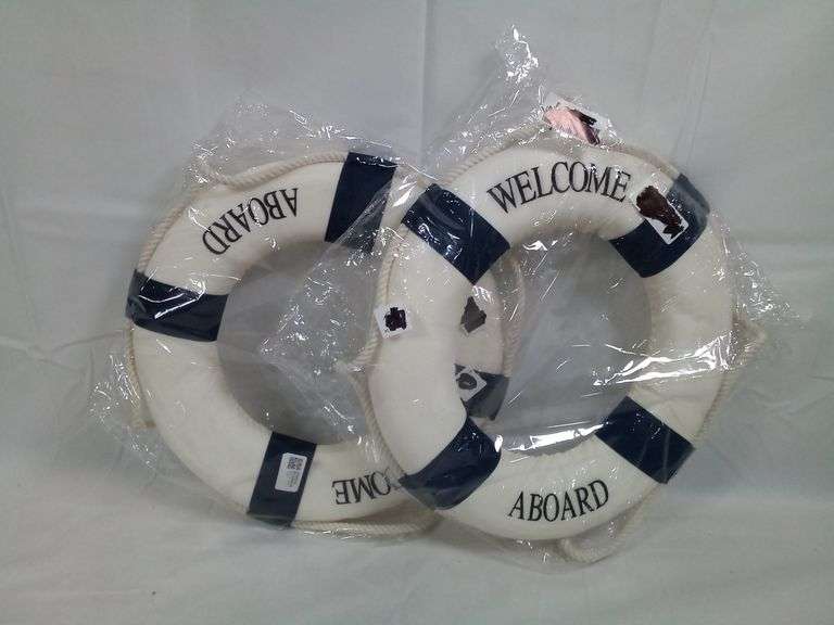 Lot Of 2 Welcome Aboard Foam Nautical Lifebuoy Ring Wall Hanging Decor ...