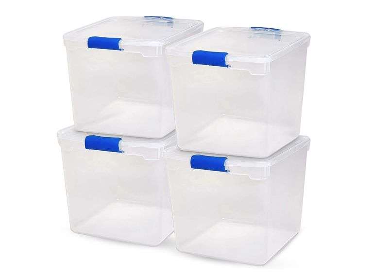 Homz Heavy Duty Clear Plastic Stackable Storage Containers w/Lid Set ...