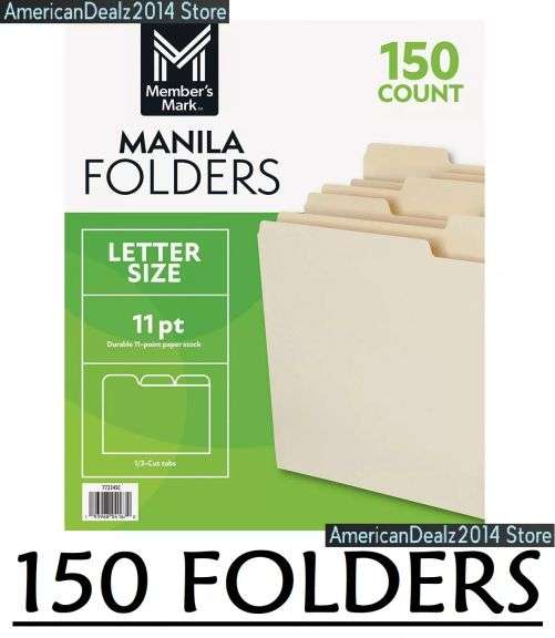 Member's Mark, Manila File Folders, Letter Size, 150 Count - Dutch Goat