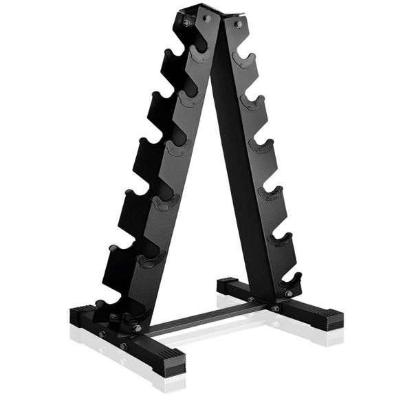6-Tier Black Heavy Duty Steel A Frame Dumbbell Rack - Dutch Goat