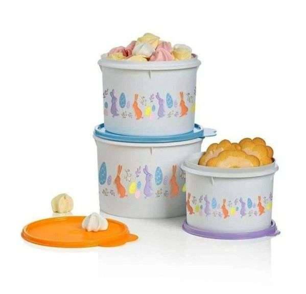 Tupperware Easter Bunny & Eggs Stacking Canisters with Lid Set – 3 ...